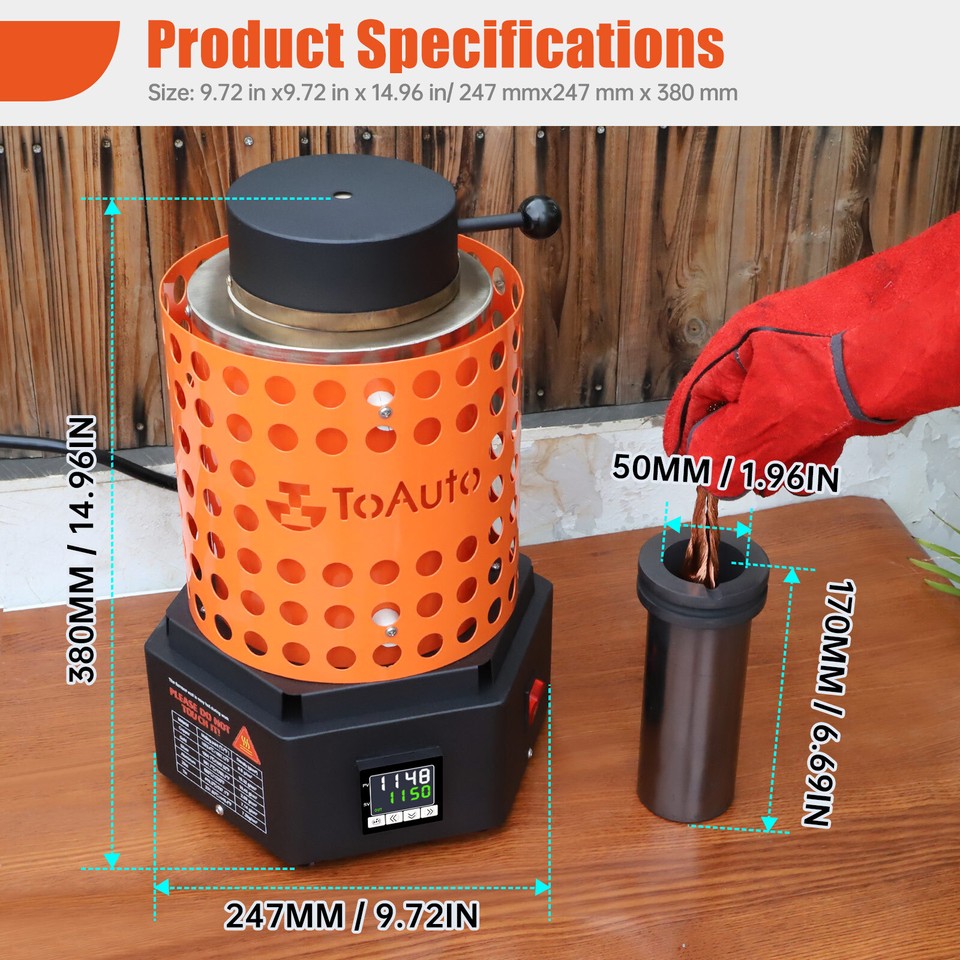 3KG Metal Melting Furnace Gold Silver Aluminum Copper Smelter w ...