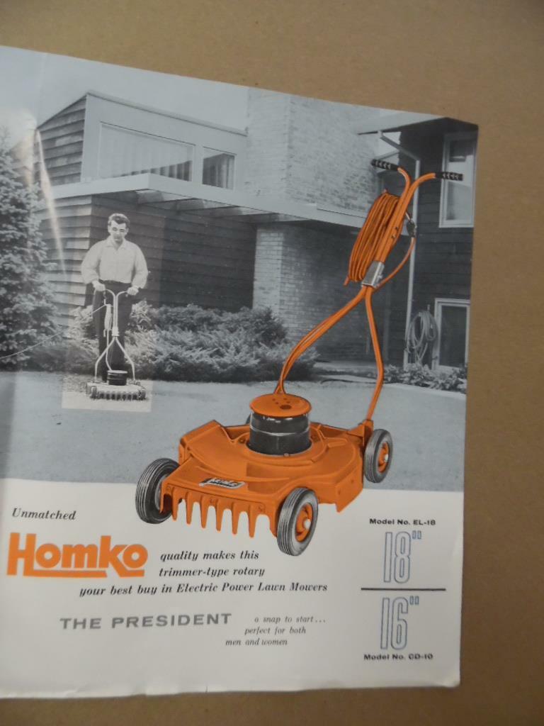 c.1956 HOMKO President Lawnmower Catalog Sheet Brochure Western Tool ...