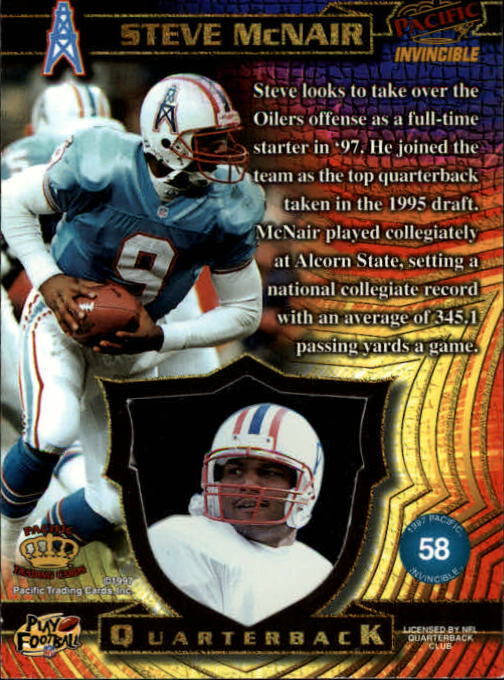 1997 Pacific Invincible Football Card #58 Steve McNair | eBay