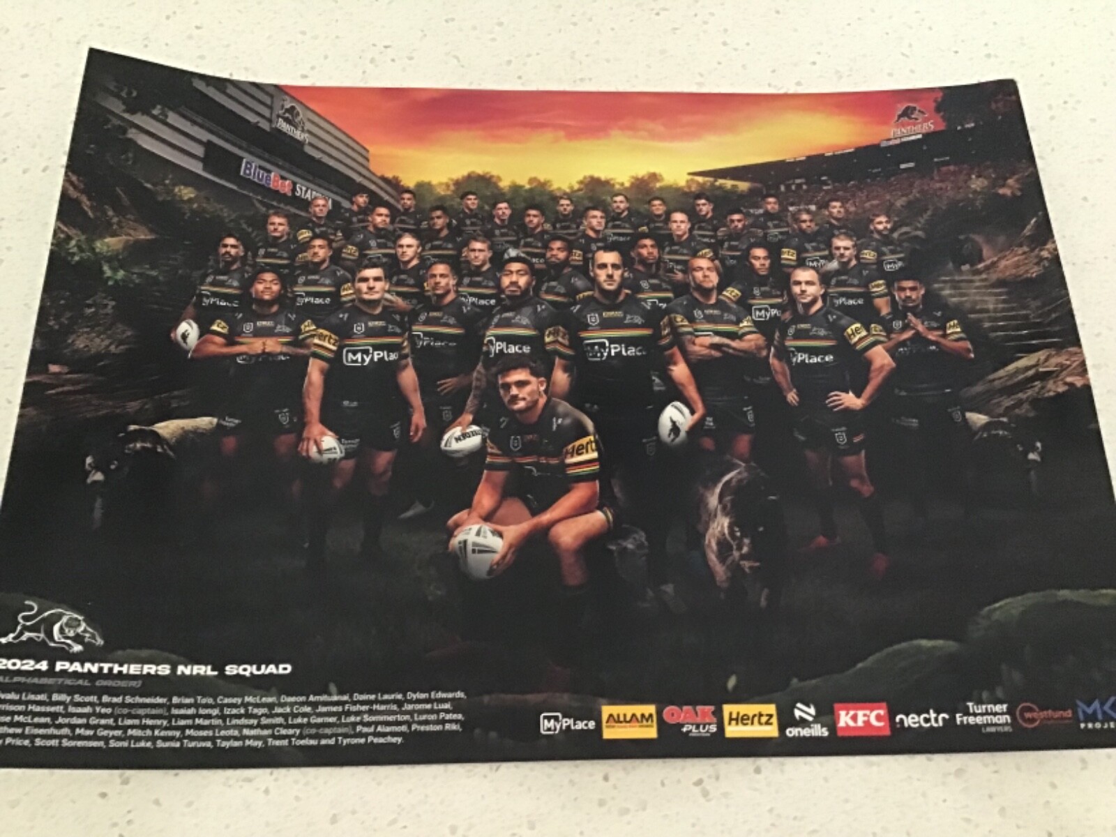 PENRITH PANTHERS 2024 LAMINATED NRL RUGBY TEAM PLAYER poster, BIG ...