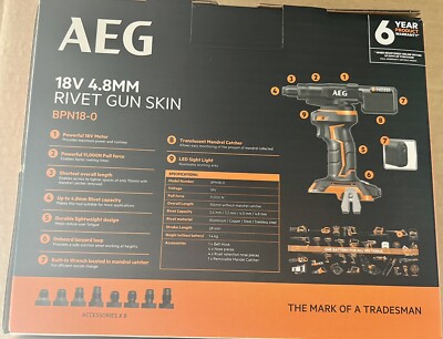 AEG 18V 4.8mm Compact Rivet Gun, BPN18-0. AU Stock. | eBay Australia