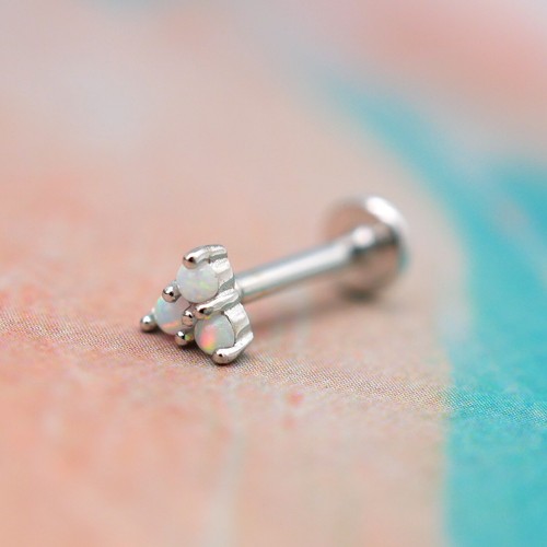1x Labret Monroe Lip Stud Sterling Silver Piercing Bar Imitation Opal A4489 | eBay