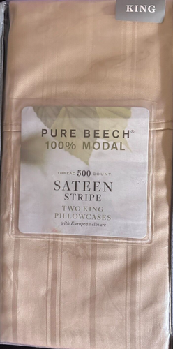 Pure Beech 100% Modal, 500TC, Sateen Stripe, King Pillowcases, Sand ...