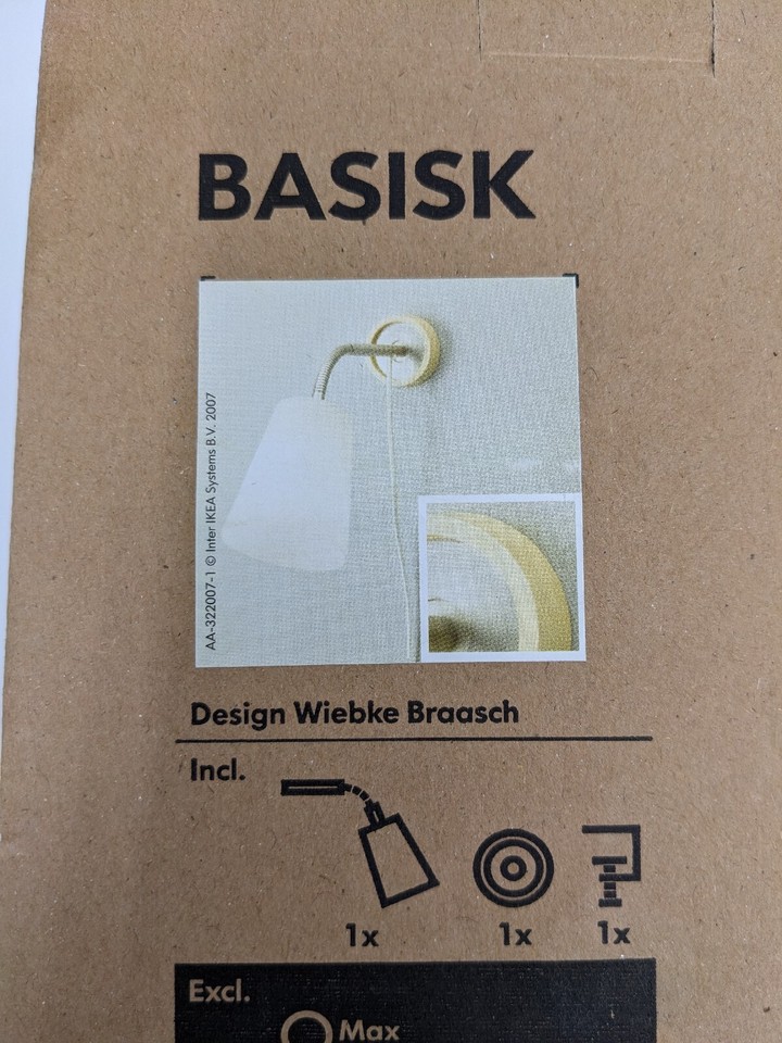 Set Of 2 Ikea Basisk Wall Mounted Lights Wiebke Braasch #17796 White ...