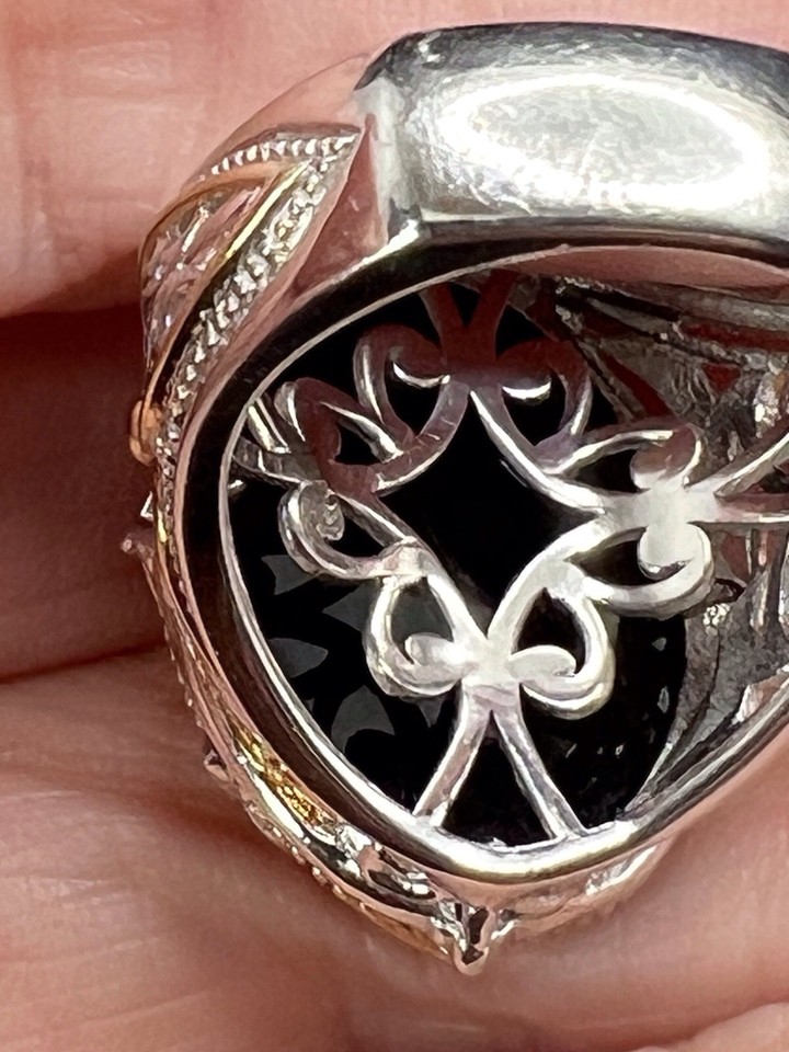 Michael Valitutti NH Ornate 925 Sterling Silver Black Onyx Coral Ruby ...