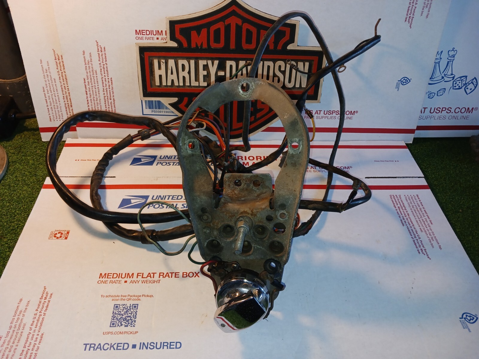 HARLEY PANHEAD SHOVELHEAD DASH PLATE WITH SWITCH & WIRING HARLEY KEY ...