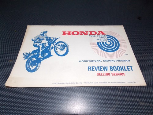 Honda Full Cycle Sales Service Parts Review Booklet | eBay