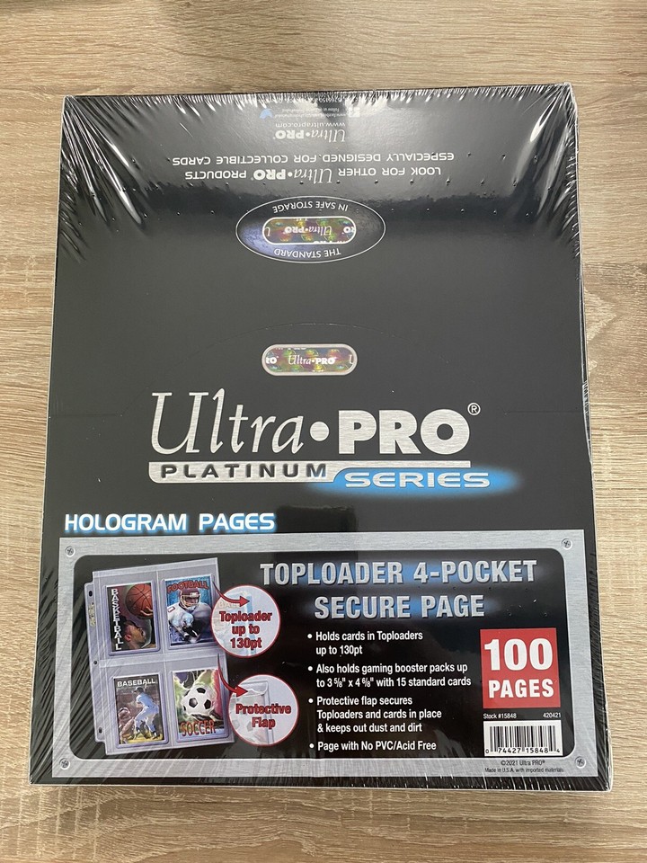 Ultra Pro Platinum Series 100 Pages 4 Spaces For Toploader 130PT Sealed ...