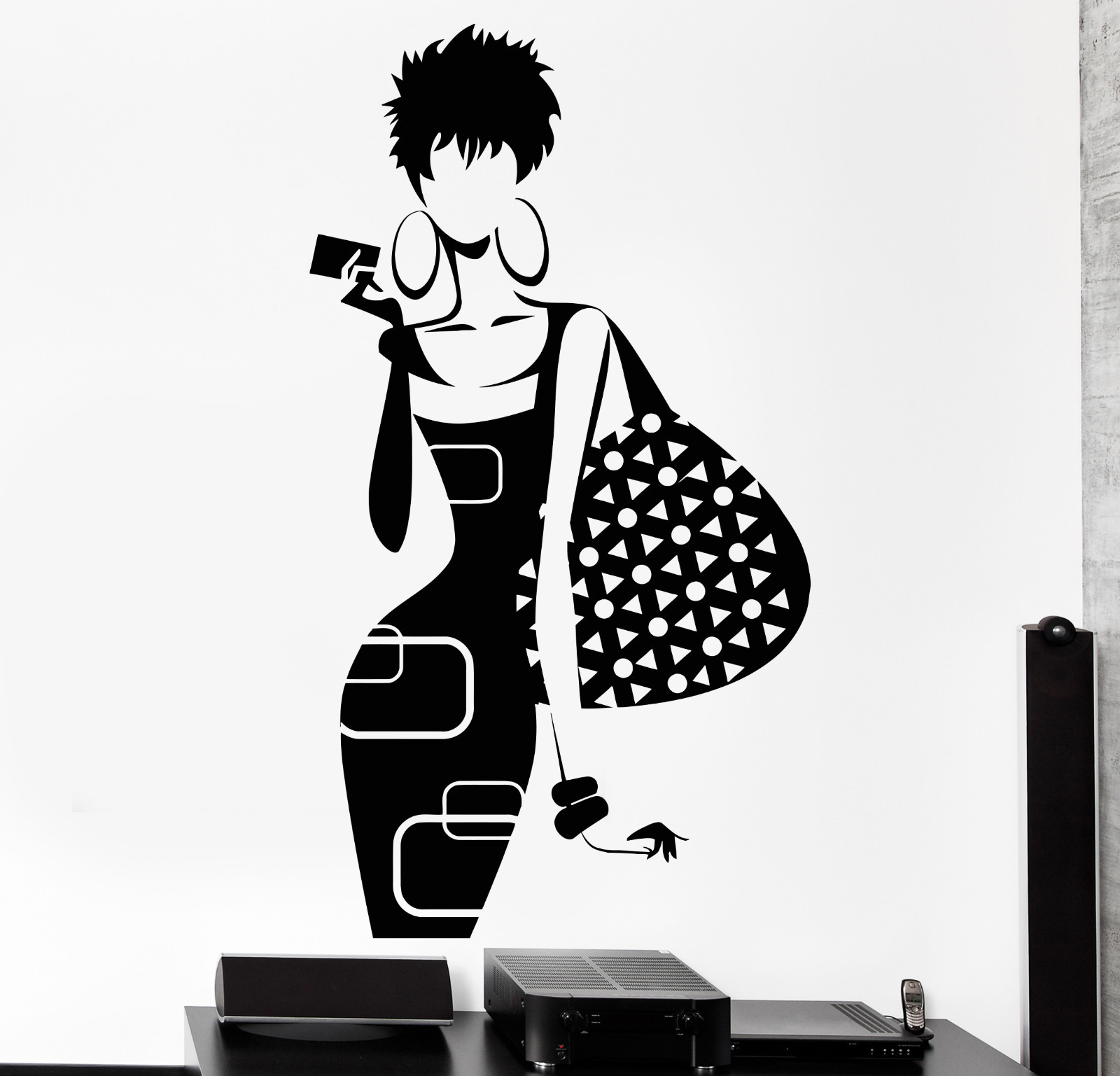 Vinyl Wall Decal Woman Shopping Shops Fashion Model Girl Stickers ...