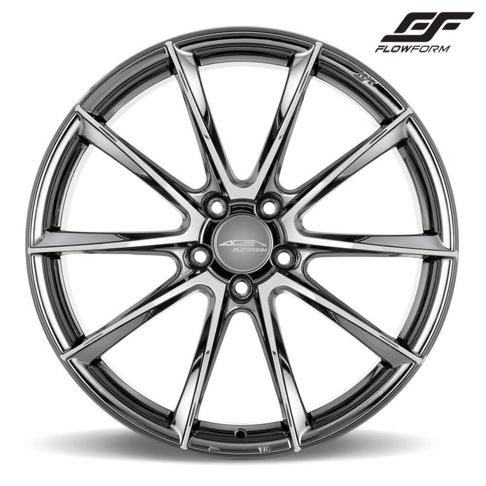 20x9 inch Ace Custom Alloy AFF05 Black Chrome Concave 10 Spoke Aluminum ...