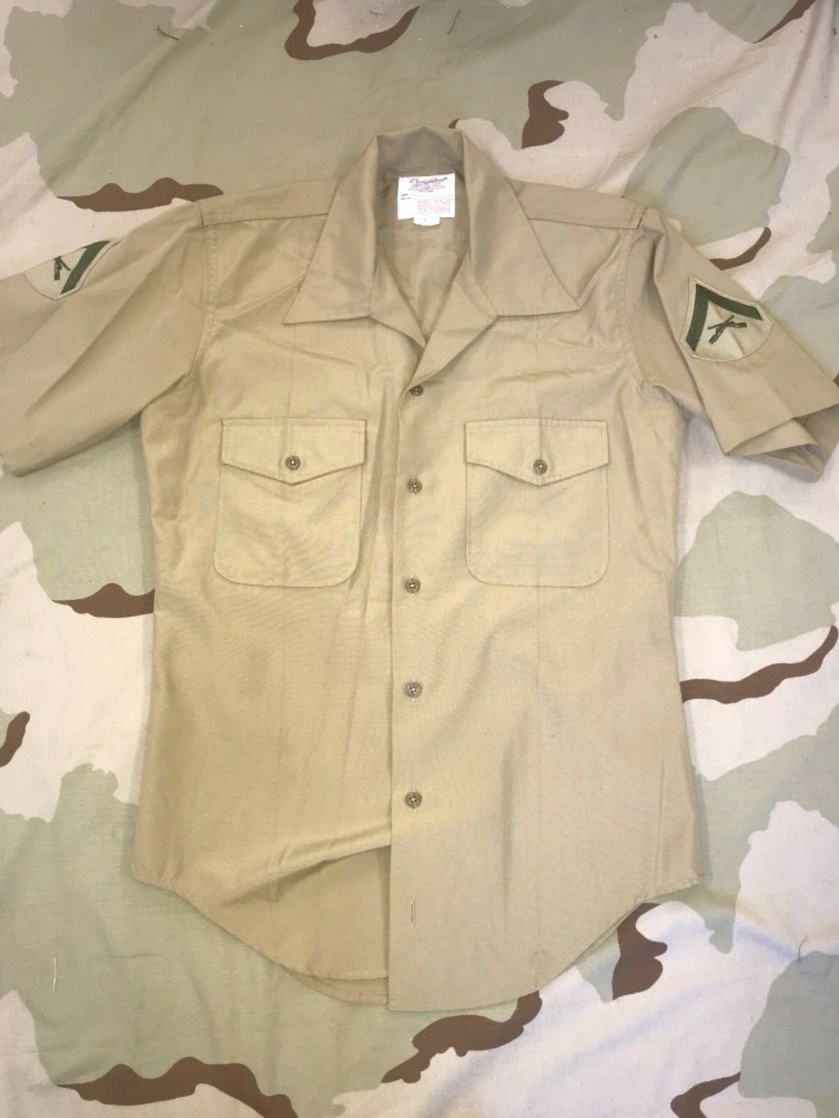 US MARINE DRESS SHIRT KHAKI CHARLIE UNIFORM CREIGHTON LANCE CORPORAL ...