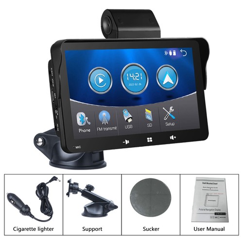 7" For CarPlay Android Auto Portable Car Stereo Radio Head Unit HD ...