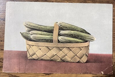 Woven Basket Filled With Cucumbers Chilton Company Vintage Postcard | eBay
