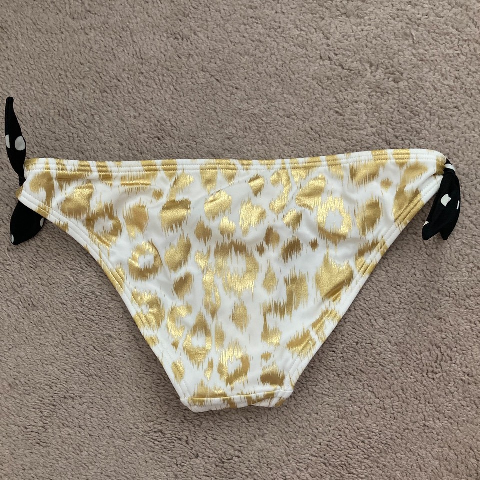 Victoria's Secret white & gold leopard print bikini bottoms size small ...