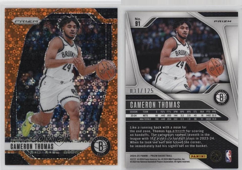 2024-25 Panini Prizm Fast Break Orange Prizm 31/125 Cameron Thomas #91 ...