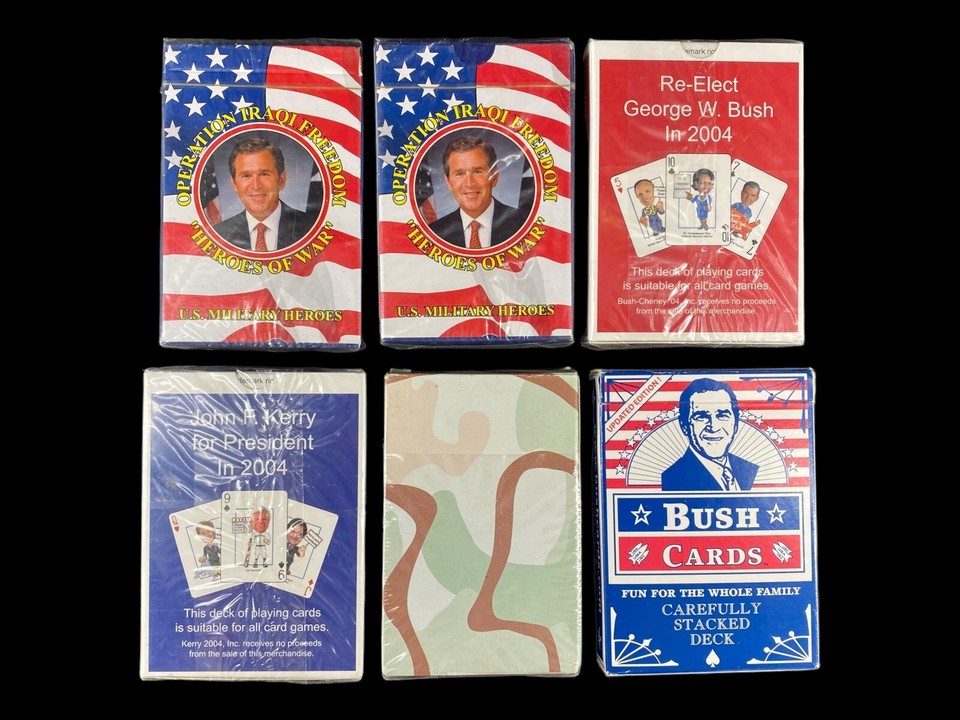 6pk Lot of Vintage Political Playing Cards George W Bush John F. Kerry ...
