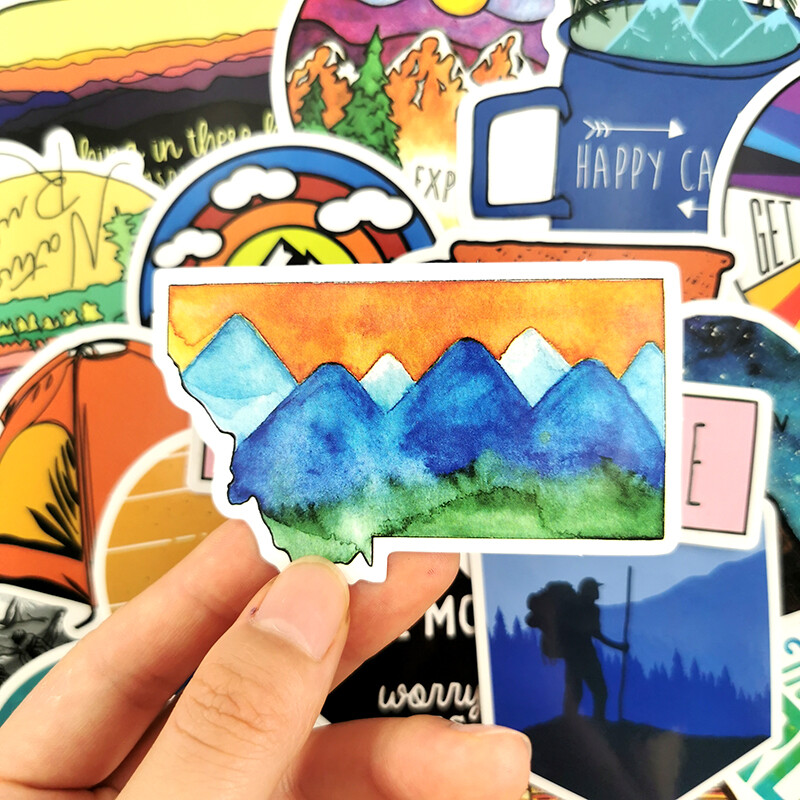 Adventure Nature Stickers (50 pcs) Outdoor Sticker Pack - Hiking ...