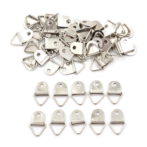 50x Silver Triangle Mirror Hangers Strap D-Ring Hanging 'Picture Frame ...