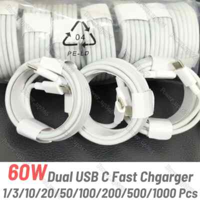 (3 pack )Foxconn 60W USB-C to USB-C Fast Charger Cable Type C Data Cord ...