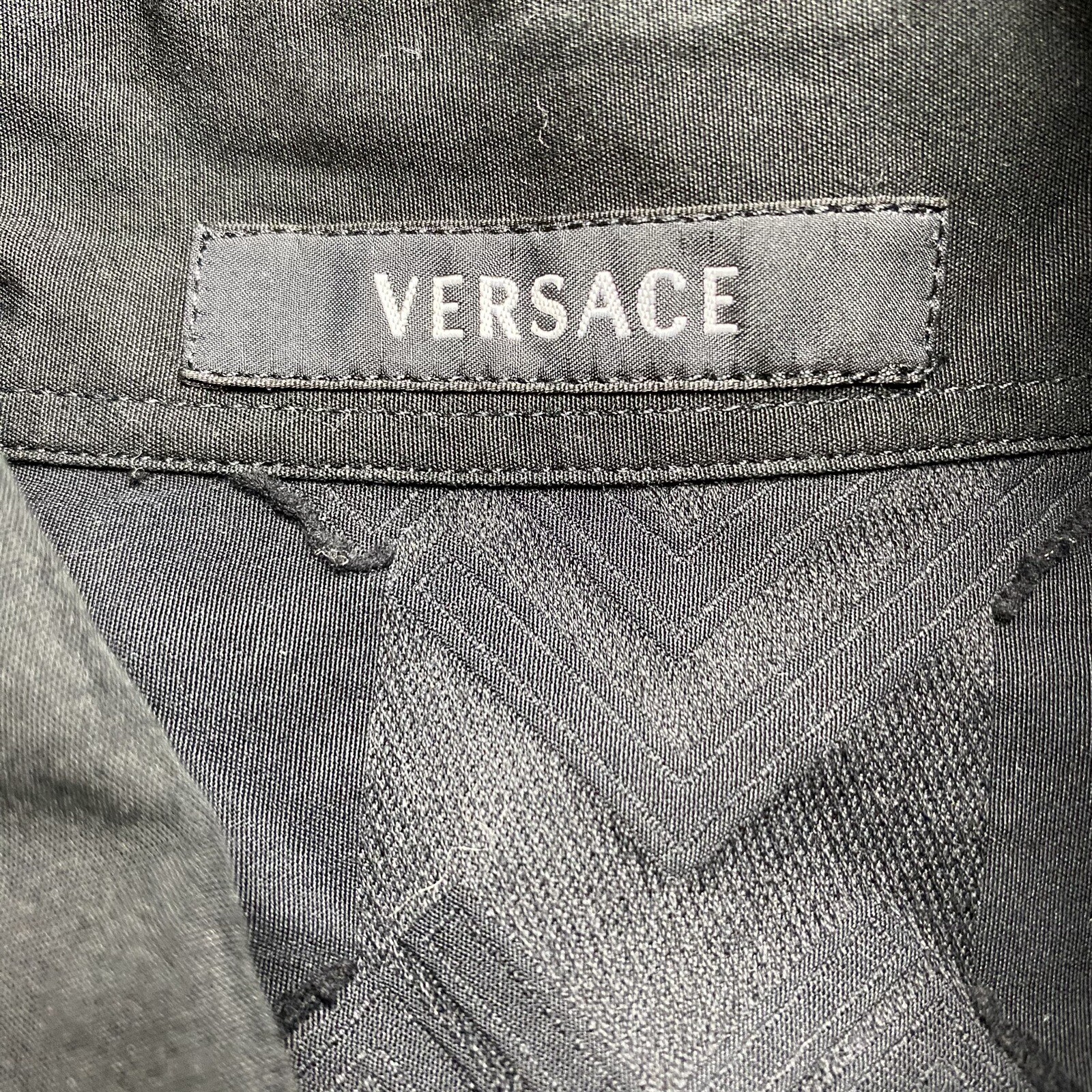 GIANNI VERSACE 2008 SS Black Button Down Long Sleeve … - Gem