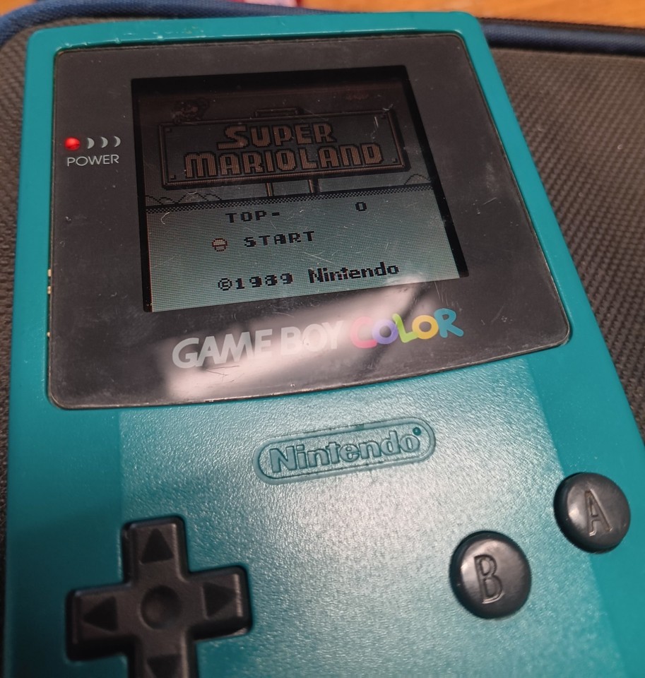 GAMEBOY Color Teal Console System - Super Mario Land Game, Case ...