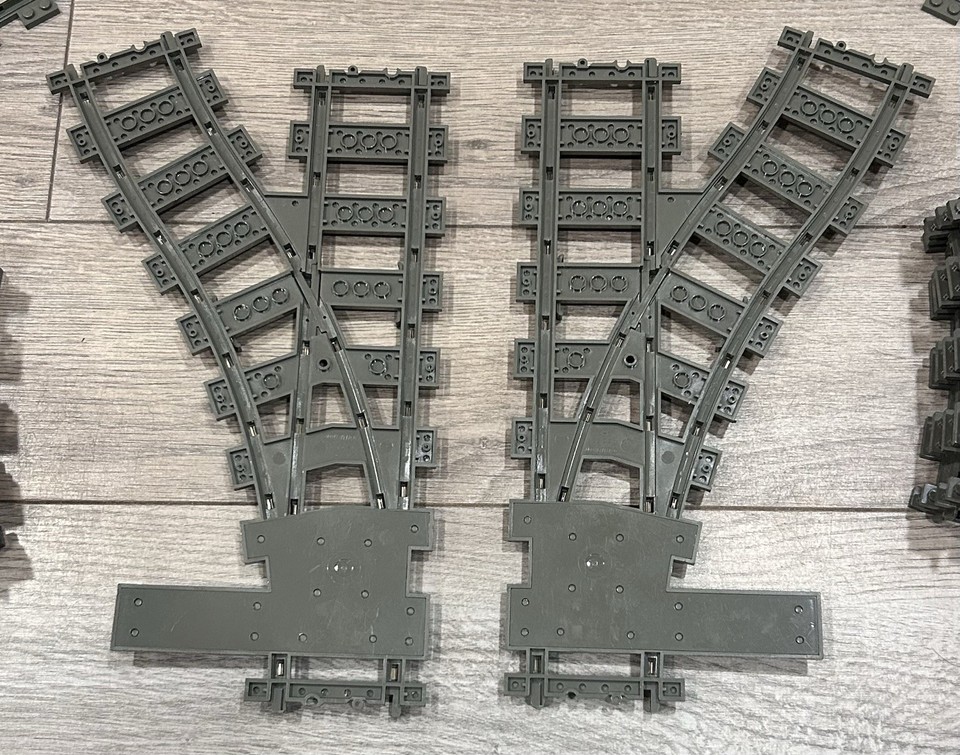 LEGO Old Dark Gray 9v Train Track Lot - 17 Curved, 10 Straight, 2 ...