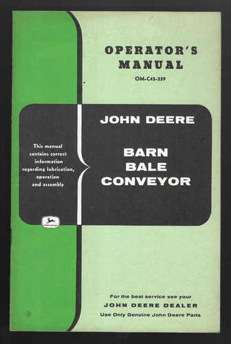 John Deere Barn Bale Conveyor Operator's Manual | eBay