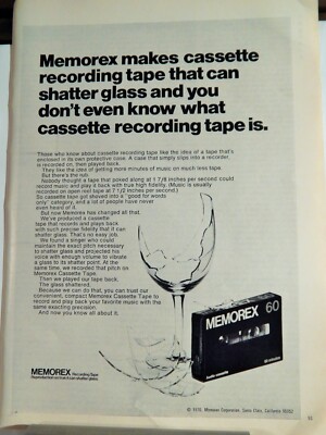 MEMOREX AUDIO CASSETTE TAPE 1971 VINTAGE PHOTO AD, RARE SOUGHT EPHEMERA ...