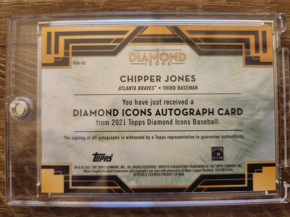 Chipper Jones 2021 Topps Diamond Icons Autograph Atlanta Braves ON CARD ...