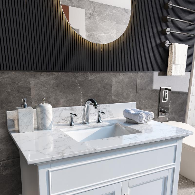 Stone Top Bathroom Vanity 36 Inch Blue Luxury Sintered Stone