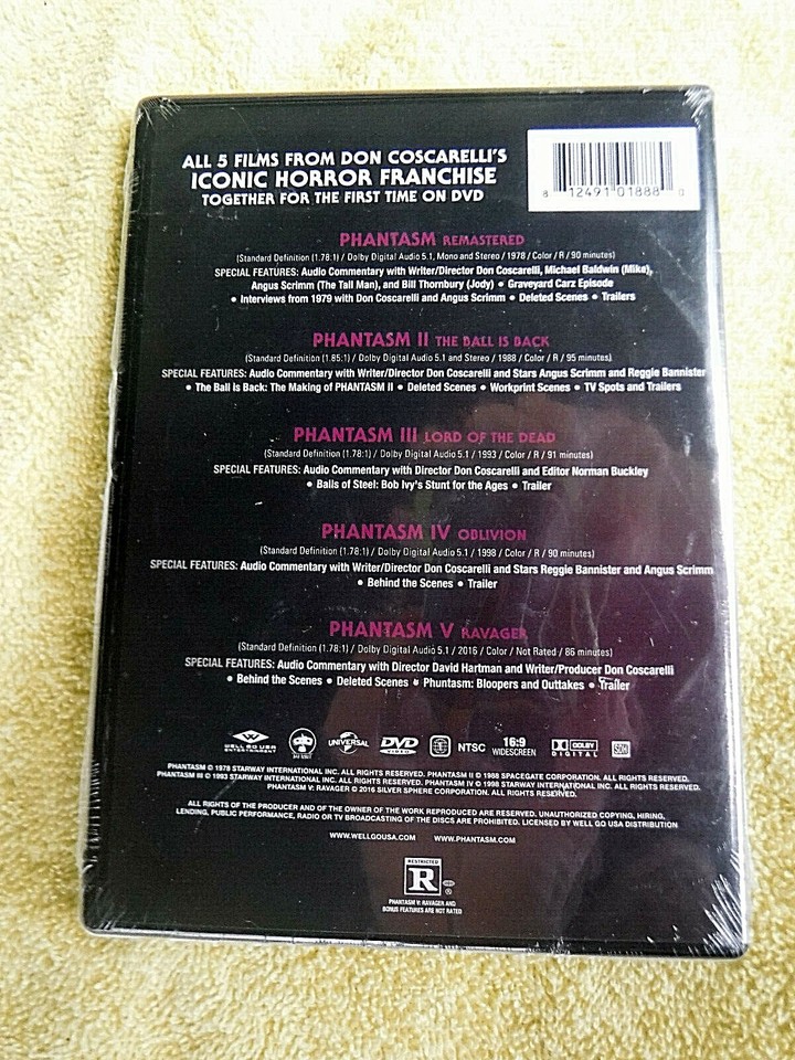 NEW/SEALED 5 DVD SET! PHANTASM 5 FILM HORROR COLLECTION! COMES WITH ...
