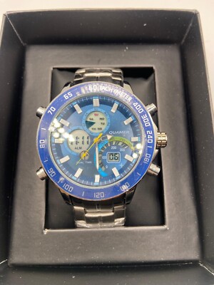 Quamer Men's Analouge & Digital Blue Dial Watch 8288/B | eBay