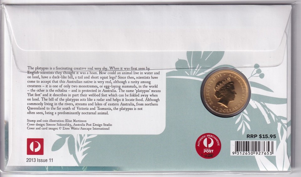 PNC COVER: 2013 $1 COIN AUSTRALIA BUSH BABIES THE PLATYPUS M1585 | eBay