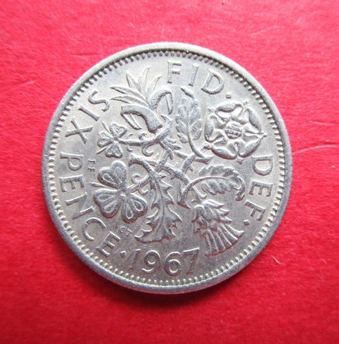 BRITAIN AN IDEAL BIRTH YEAR GIFT ! VINTAGE 1967 SIXPENCE COIN A TANNER ...