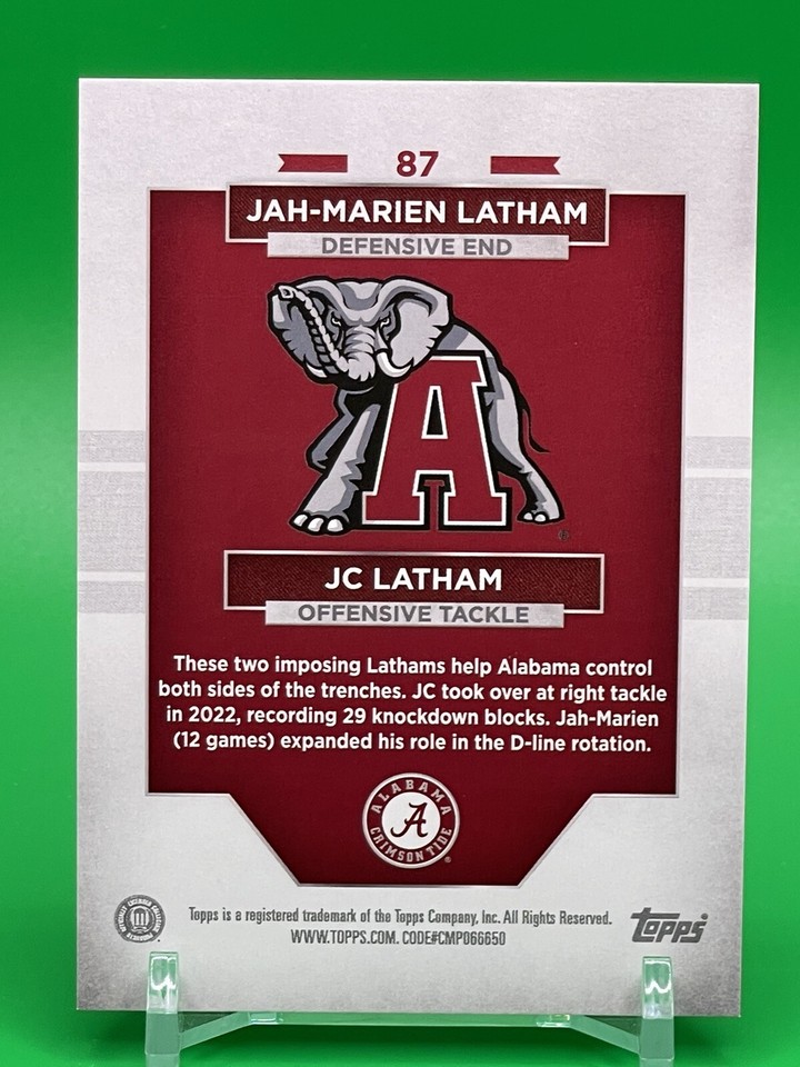 🐘 JAH-MARIEN LATHAM / JC LATHAM 2023 Bowman U Alabama Orange Foil 05/25 ...