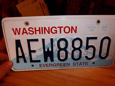 Washington license plate Evergreen State, 2000, AEW8850, cool hologram ...