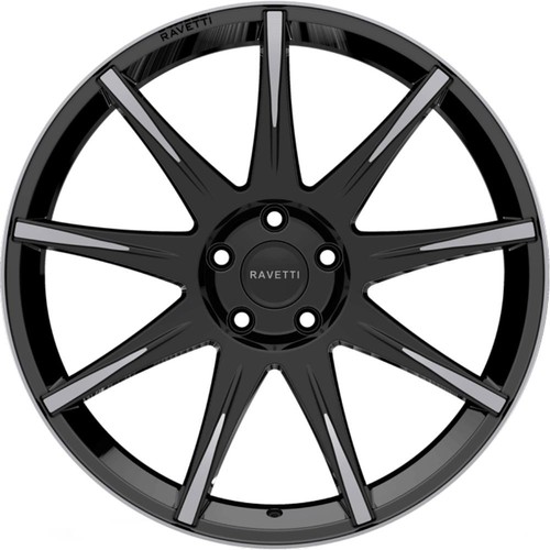 (Set-4) Ravetti M9 20x8.5 5X120 35mm Black Machined Wheels Rims 20 Inch ...
