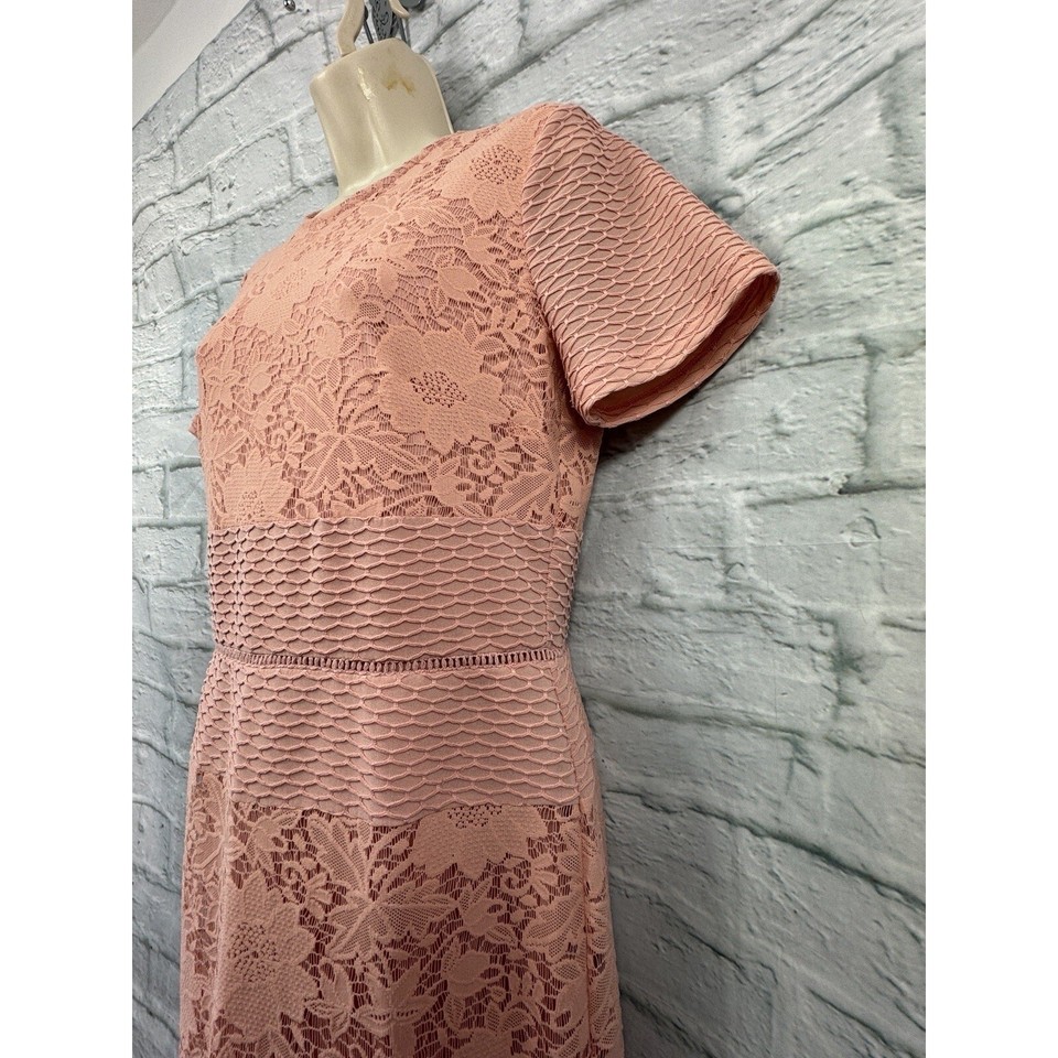 Miss Selfridge Pencil Dress Dusky Pink Lace Size 12 Barbiecore Party ...