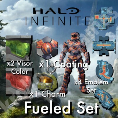 Halo Infinite Fueled Set Dew Visor Charm Coating Emblems-ALL 8 ITEMS ...