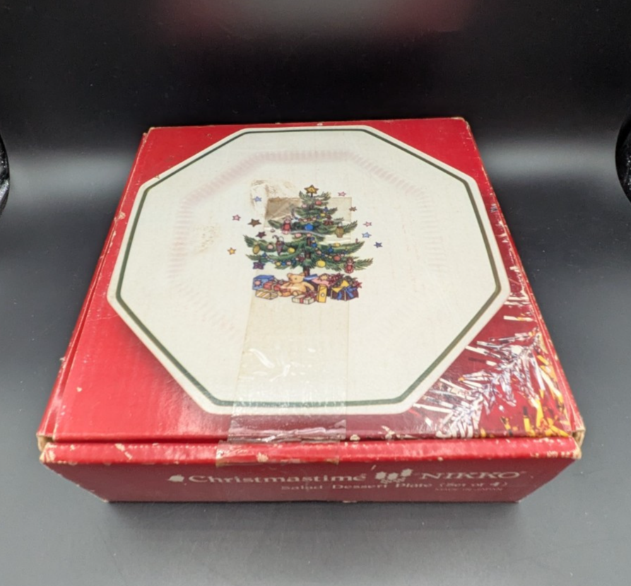 Nikko CHRISTMASTIME Salad Dessert Plates Set of 4 in Box Octagon Dish 8 ...