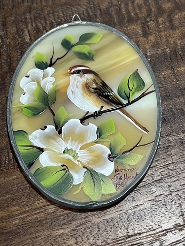 Hand Painted By Donna Tolbert 1981 Suncatcher Bird And Blossoms | eBay