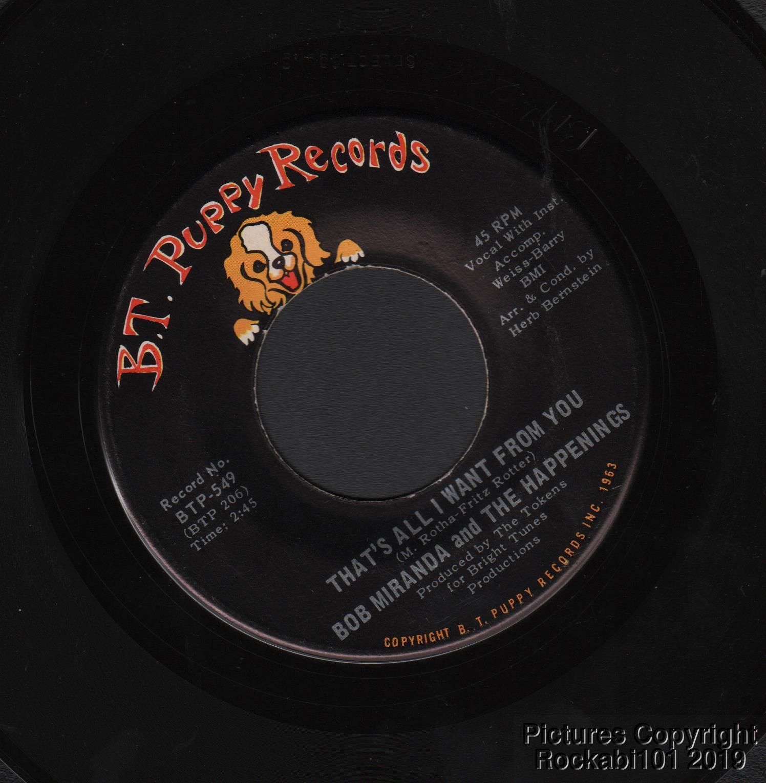 Hear 1969 Bob Miranda and the Happenings 45 - That's All I Want From ...