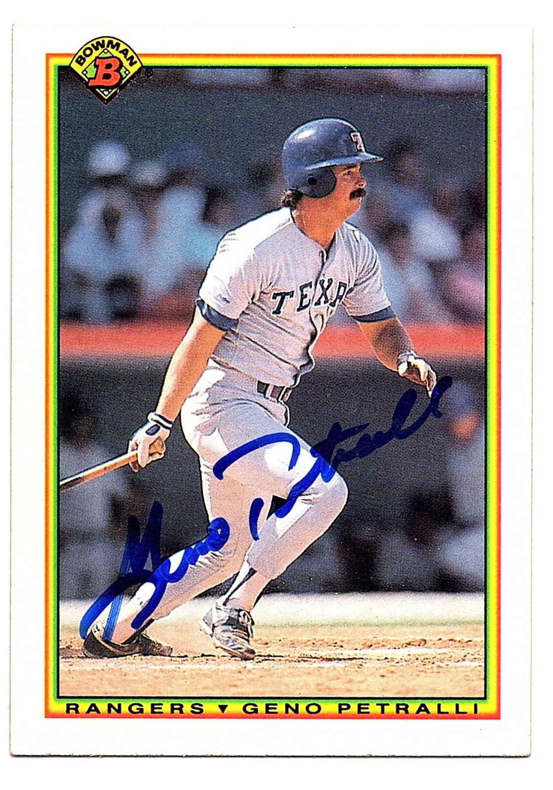Geno Petralli Autograph On A 1990 Bowman - Texas Rangers | eBay