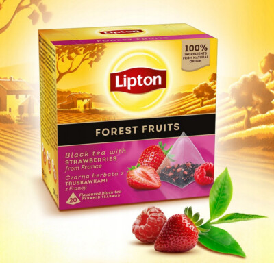 LIPTON TEA - FOREST FRUITS from FRANCE - 20 PYRAMID BAGS - FLAVOURED ...