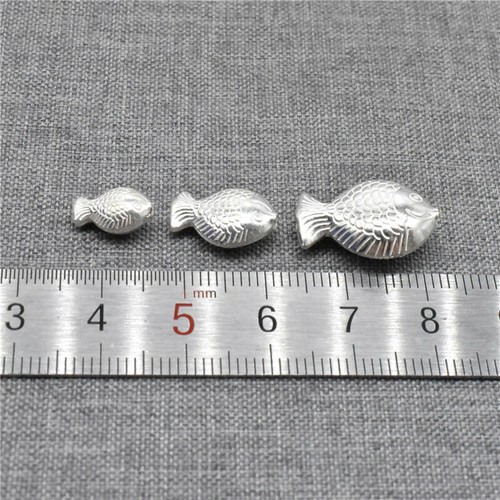 4pcs of 925 Sterling Silver Shiny Fish Beads 2-Sided for Sea Bracelet ...