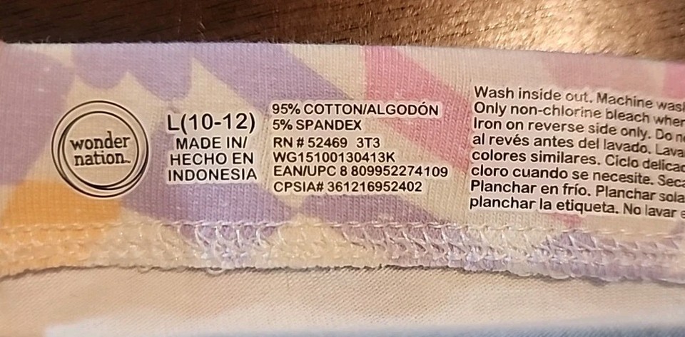 Wonder Nation NWT Leggings Girls Tough Cotton Cream Checkered Large 10 ...