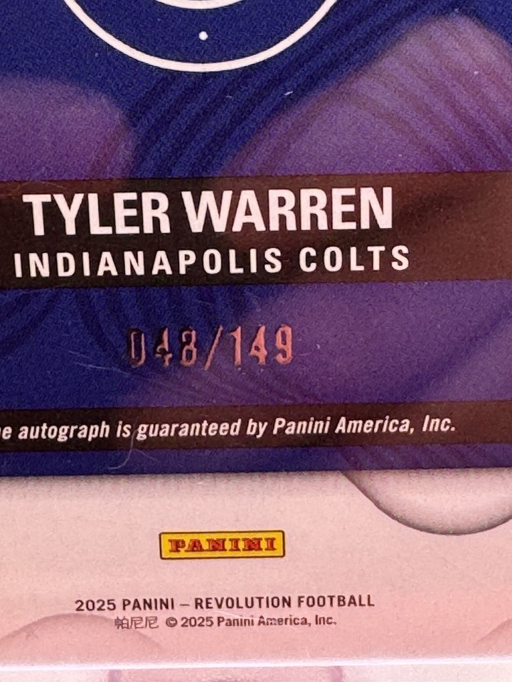 2025 Revolution Tyler Warren Impact Autograph Auto #/149 Colts RC SP RA ...