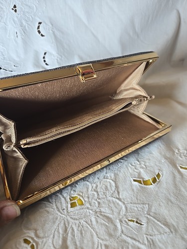 Vintage Shirl Miller Gray Clutch Small Handbag Carry Clasp Sip Pocket ...