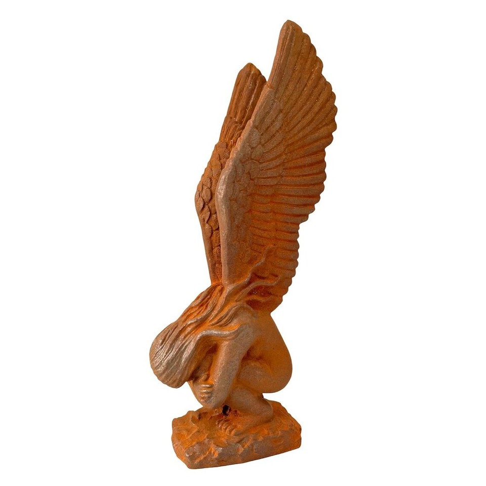 Cast Iron Redemption Angel Statue - Handcrafted Rustic Metal Mythical ...
