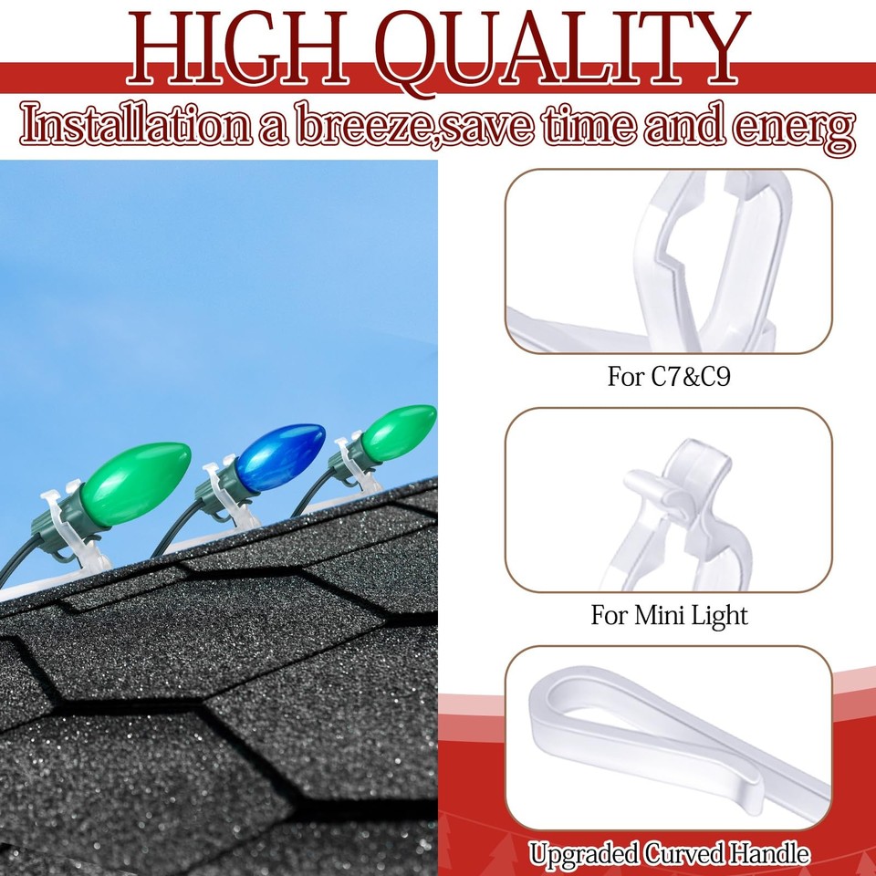 100 Pcs Ridge Clips Christmas Light Clips Roof Row Light Hooks Holiday ...